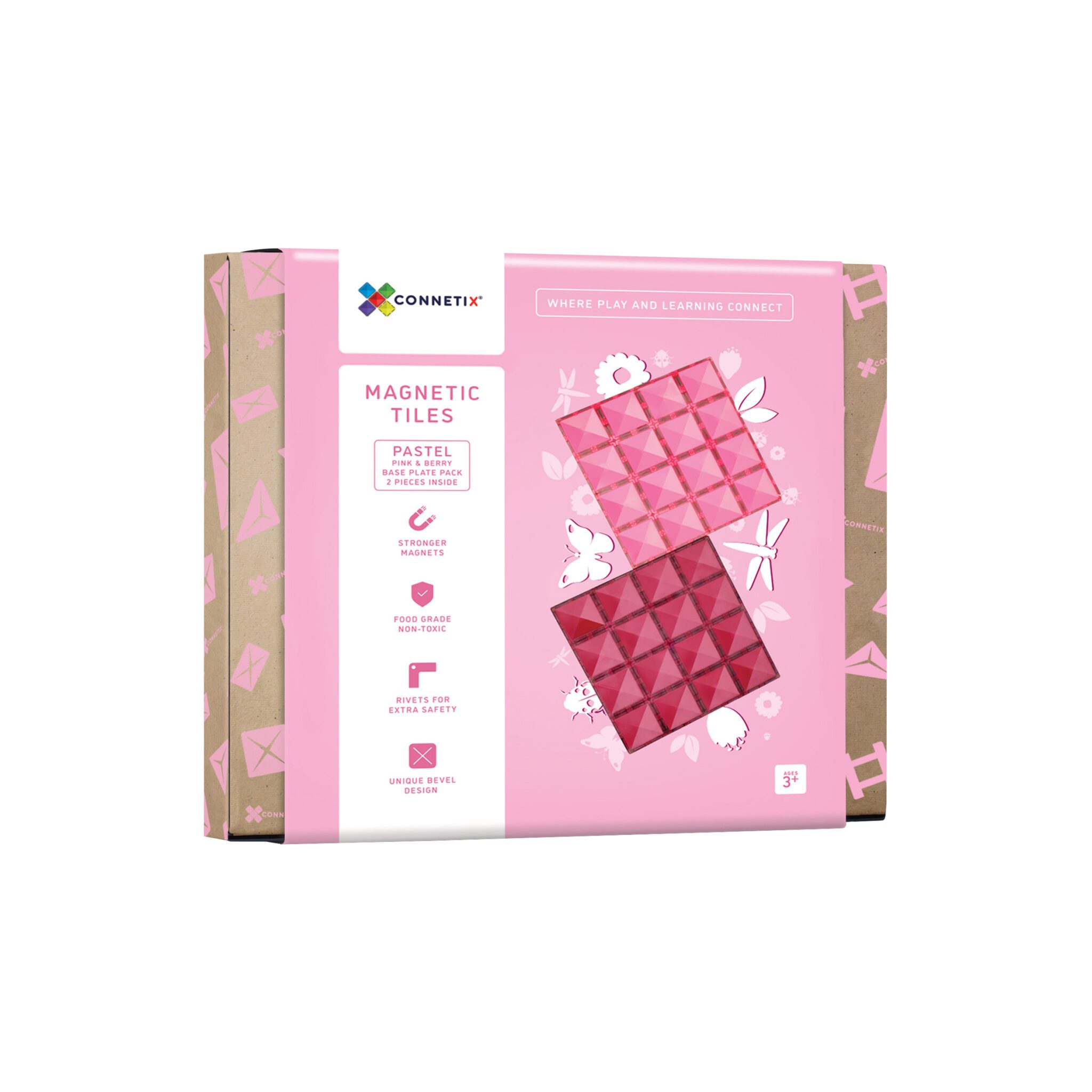 Connetix 2 Piece Base Plate Pink & Berry Pack - Milka